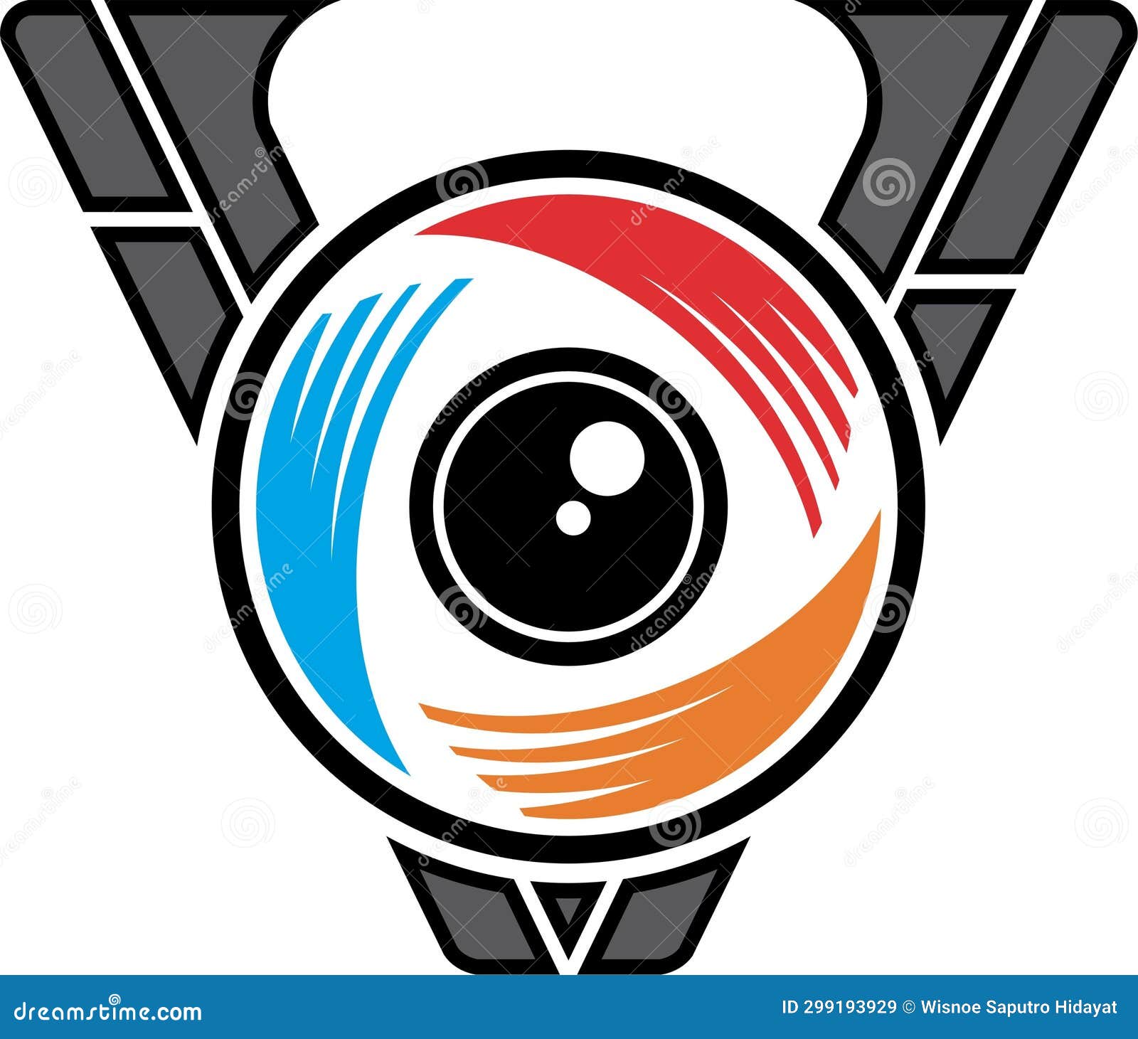 Triangle Initial Letter V with Eye Camera Lens for Vision Logo Design ...