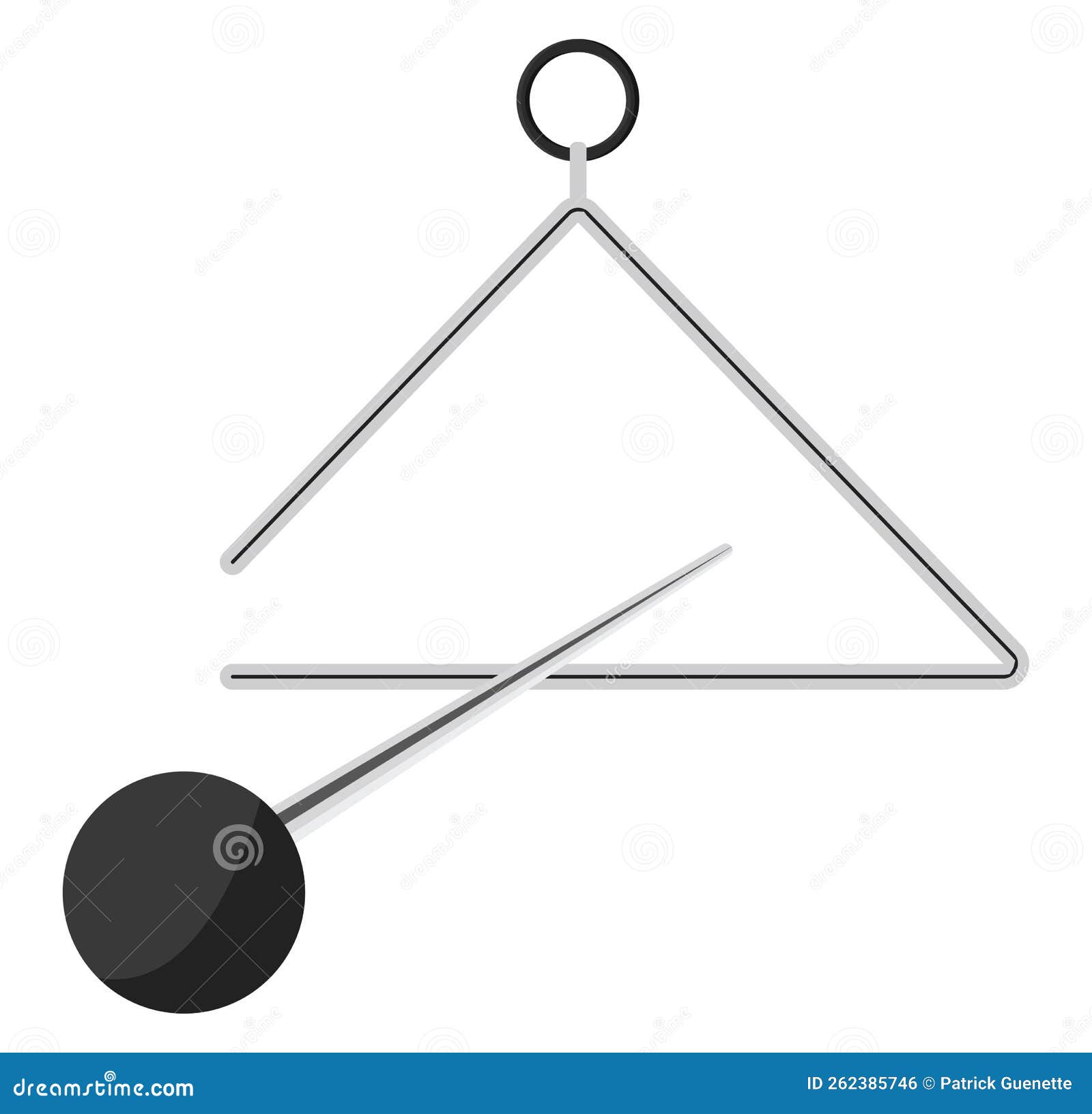 Triangle instrument, icon stock vector. Illustration of flat - 262385746