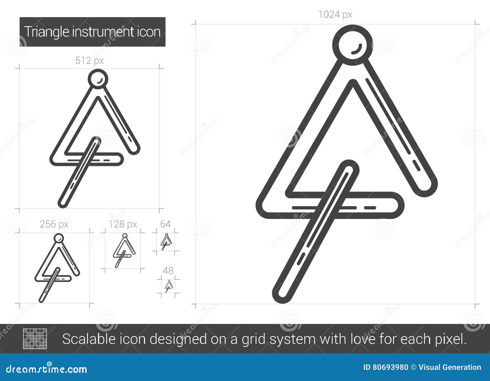 Triangle Instrument Line Icon. Stock Vector - Illustration of icon ...