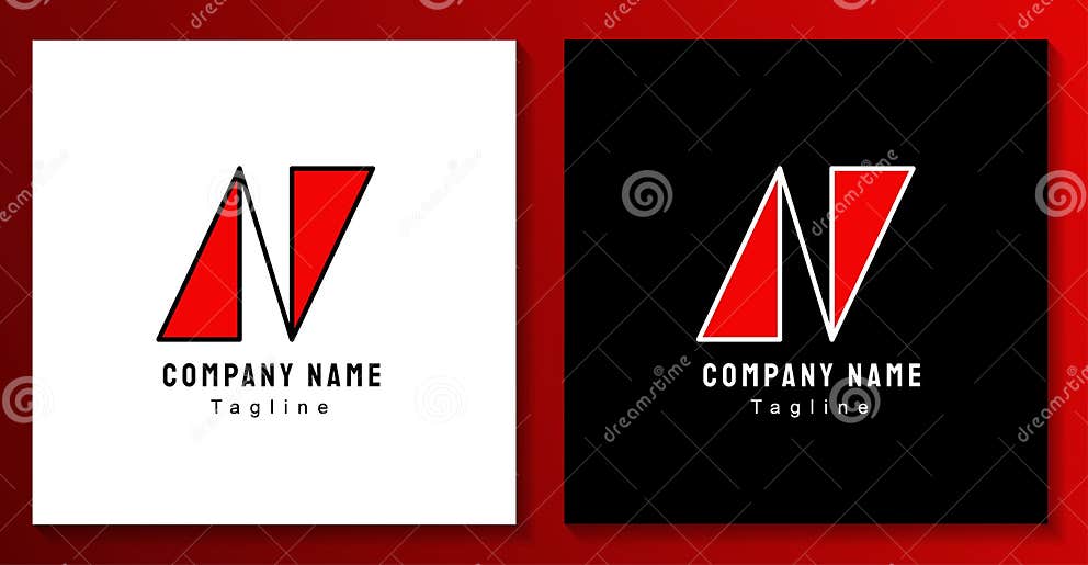 Vector Triangle Letter N Logo Red Black Stock Vector - Illustration of ...