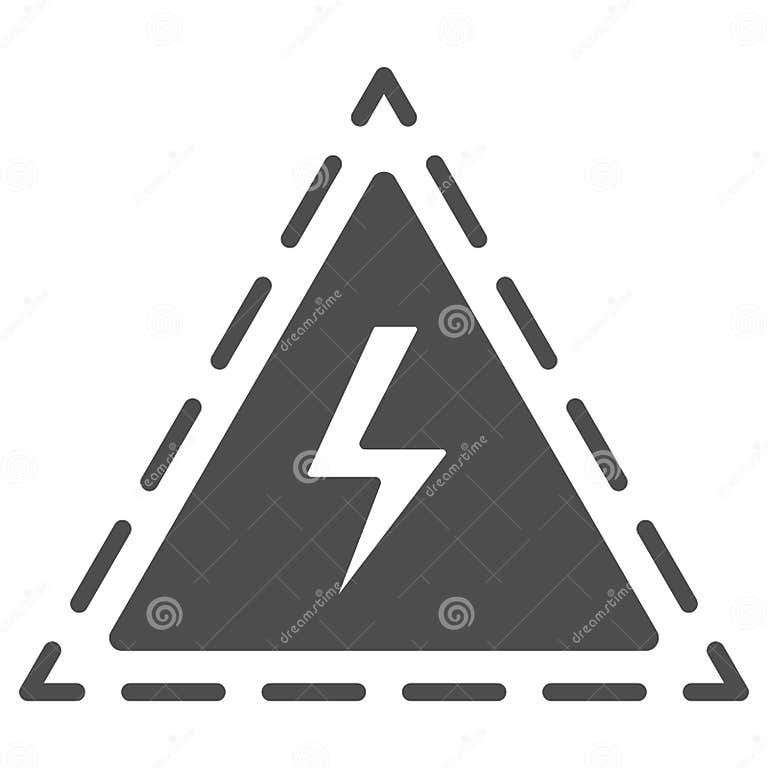 Triangle with Lightning Solid Icon, Science Concept, Danger High ...