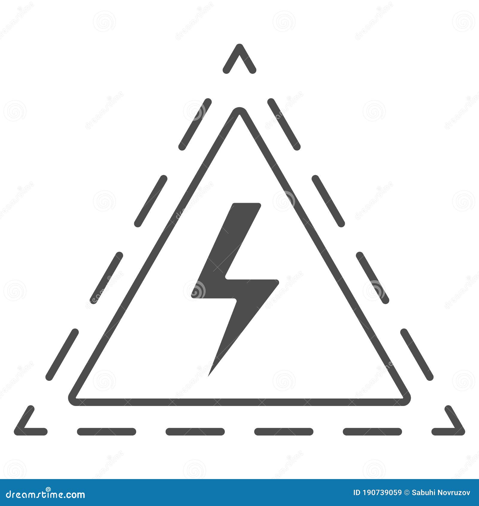 Triangle With Lightning Line Icon, Science Concept, Danger High Voltage ...