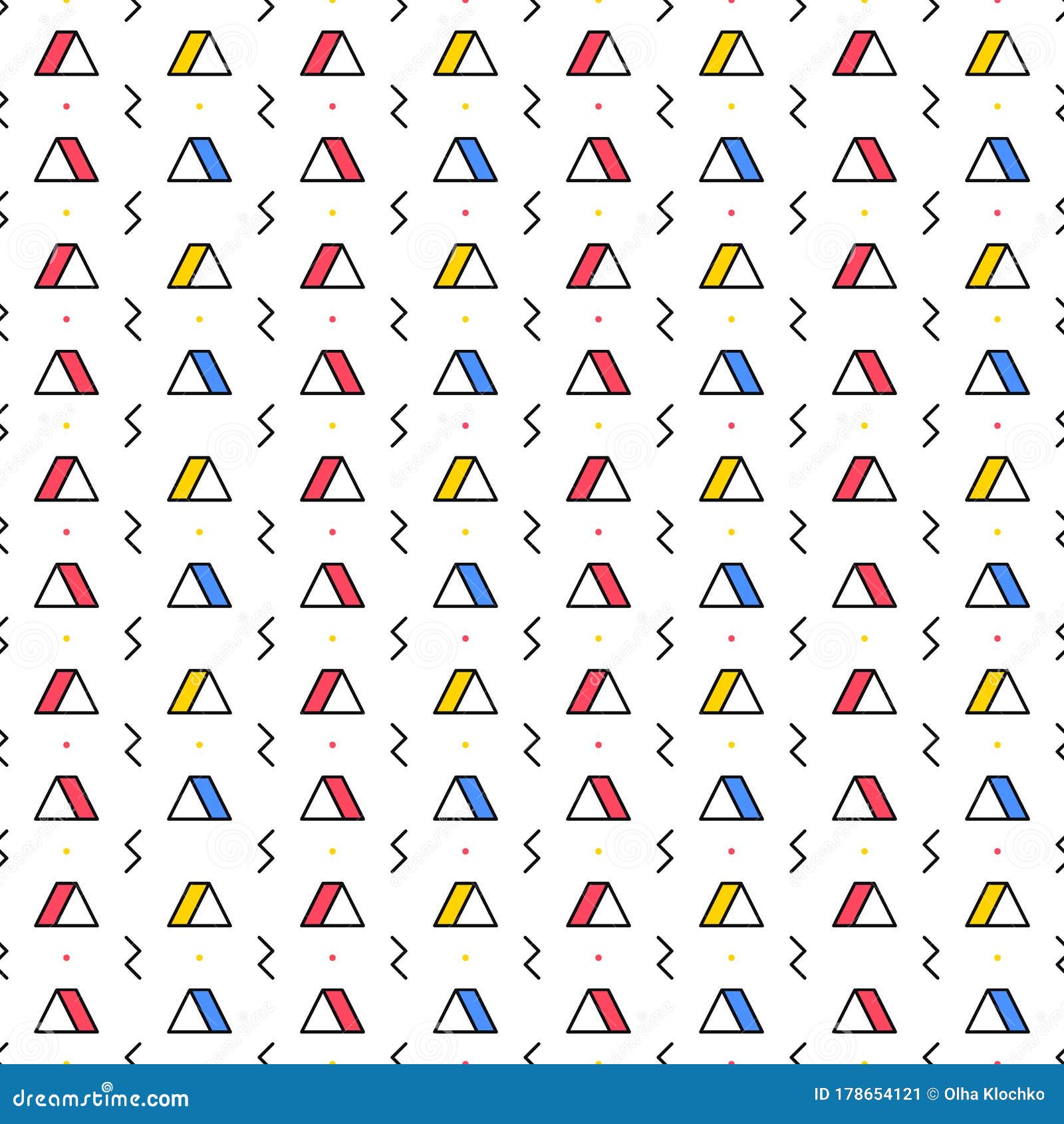 Triangle with Lightning on White Background. Seamless Repeating Pattern ...
