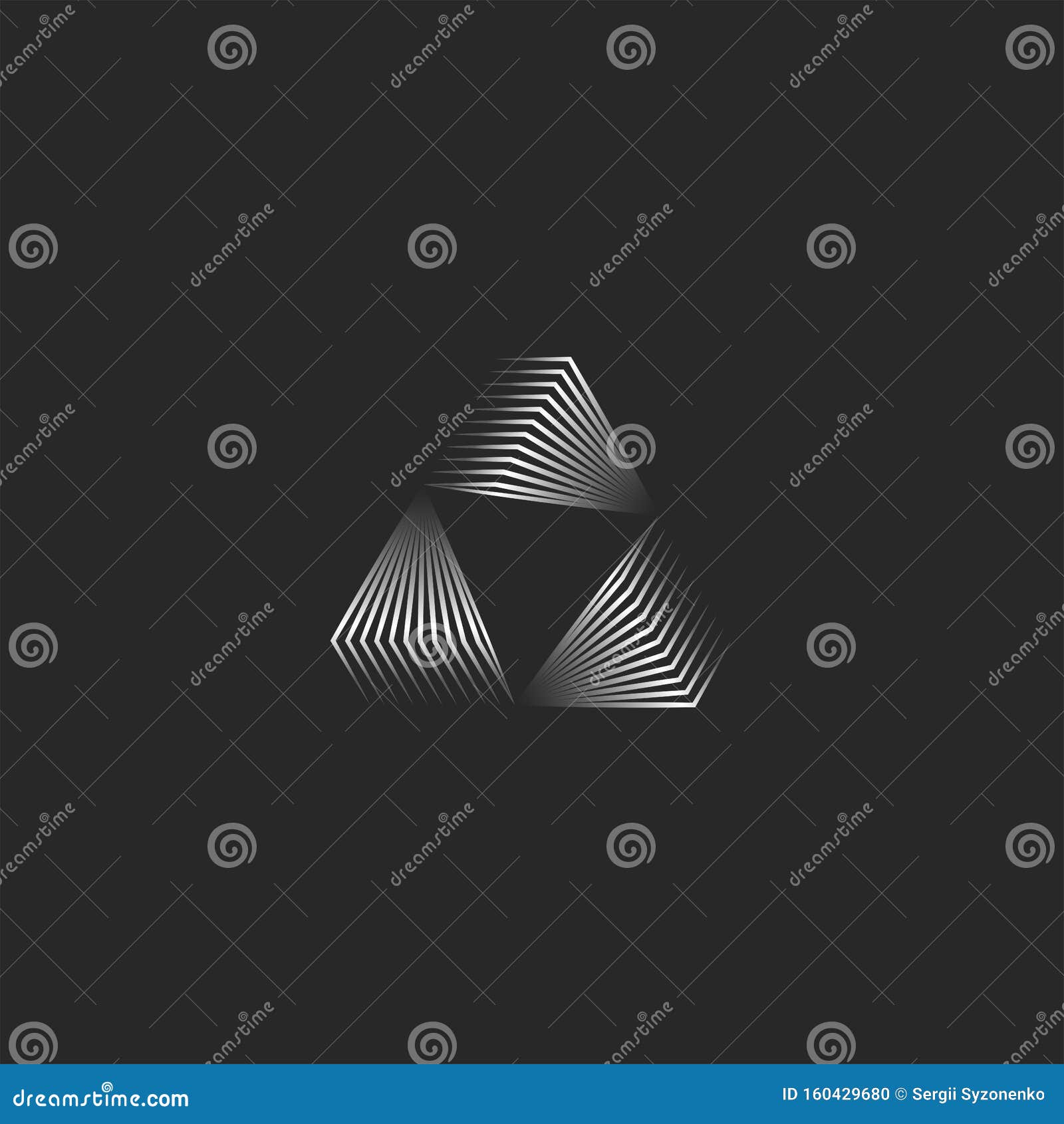 Triangle Logo Creative 3d Portal Shape Black and White Metallic ...