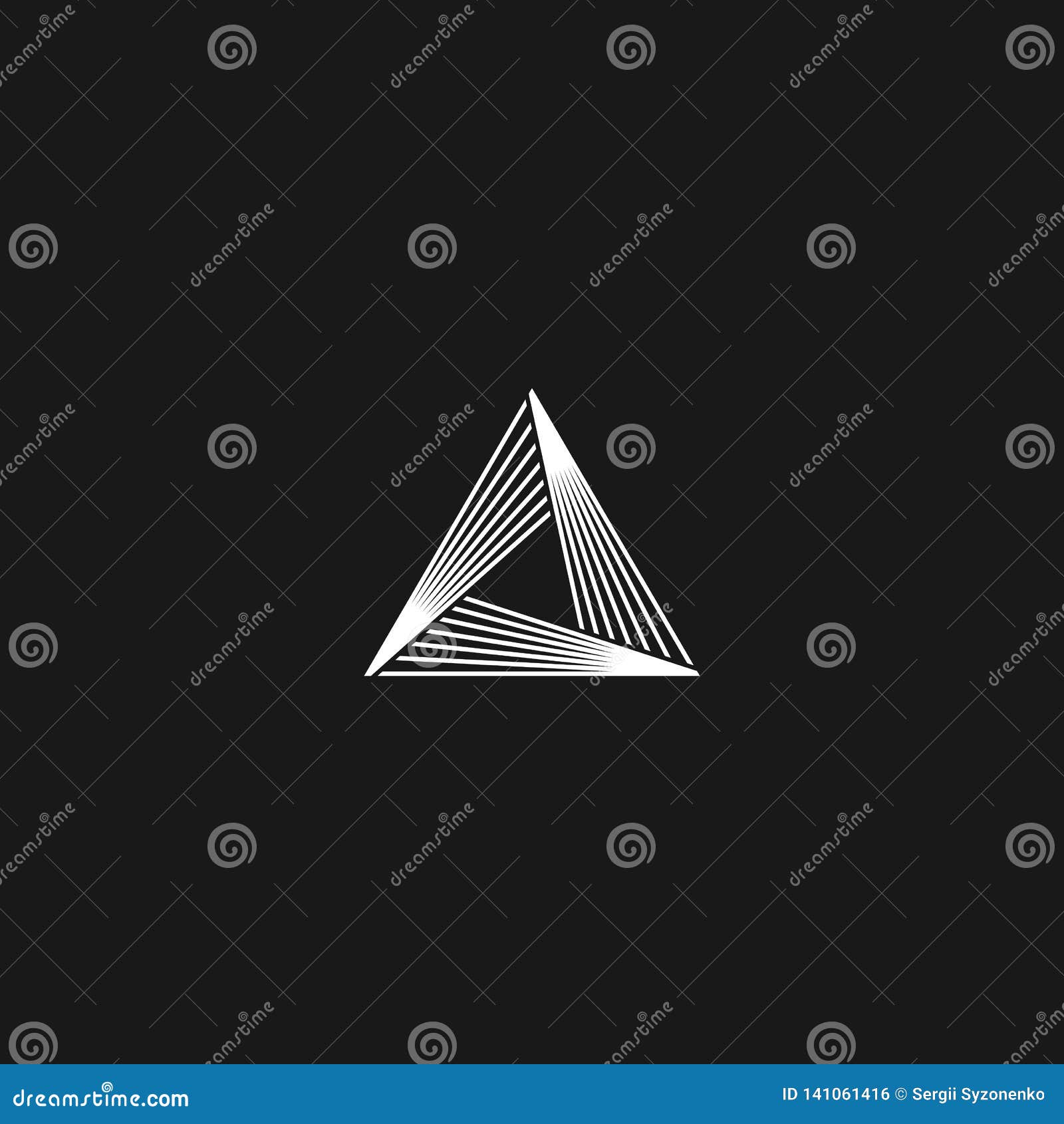 Triangle Logo Linear Infinity Geometric Pyramid Shape, Black and White ...