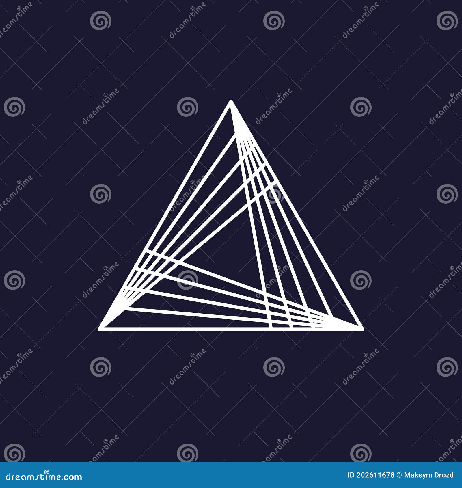 Triangle Logo Linear Infinity Geometric Pyramid Shape, Black and White ...