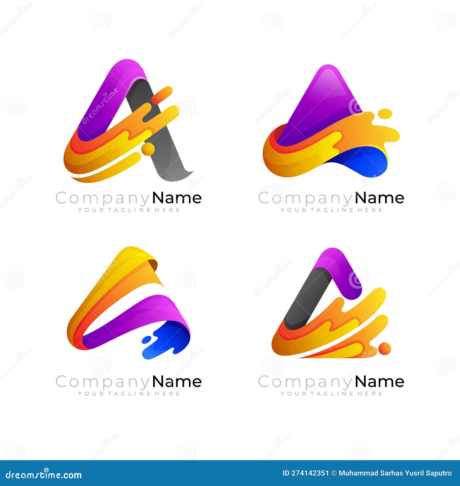 Triangle Logo with Water Swoosh Design Combination. Letter a Stock ...