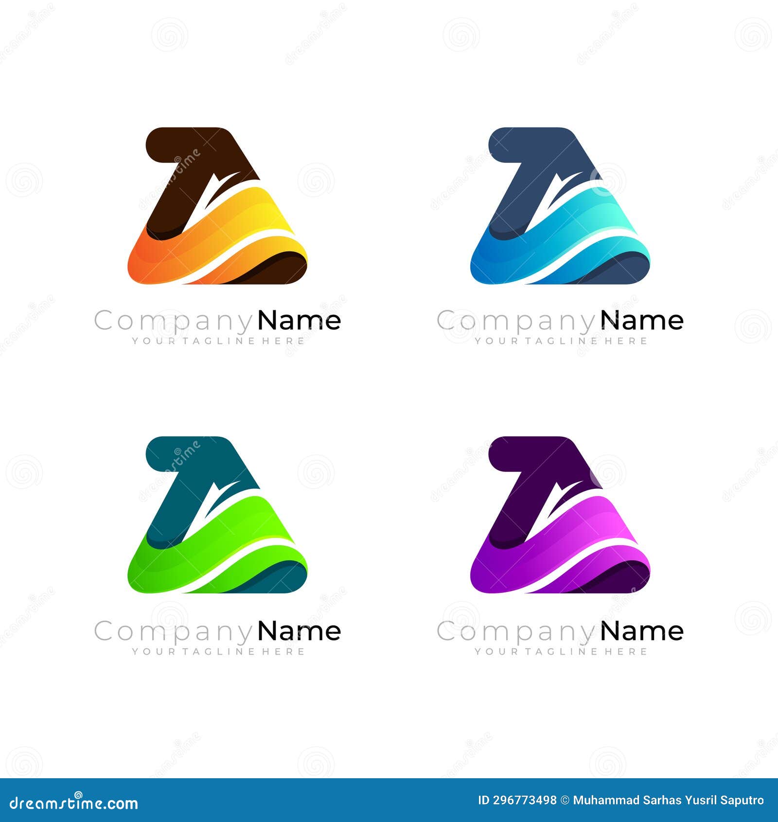 Triangle Logo with Wave Design Combination, Set Logos Stock ...