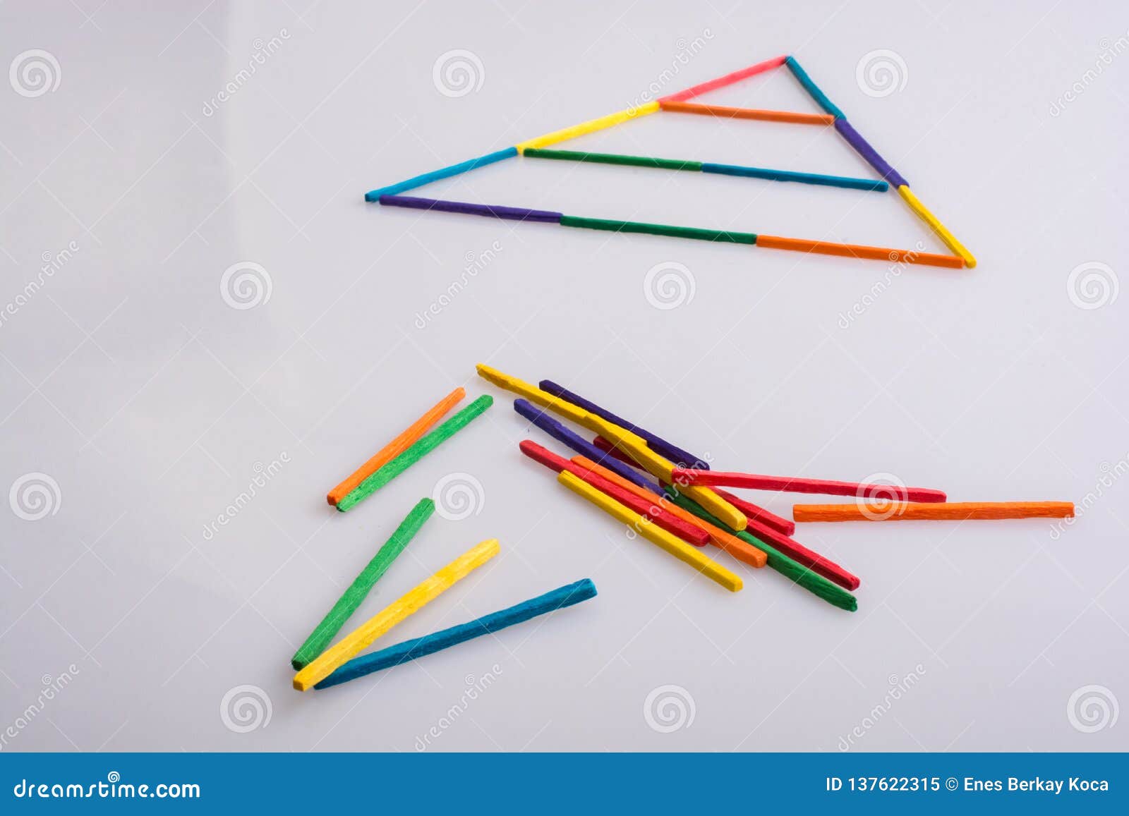 A Triangle Made of Colorful Sticks Stock Image - Image of structure ...