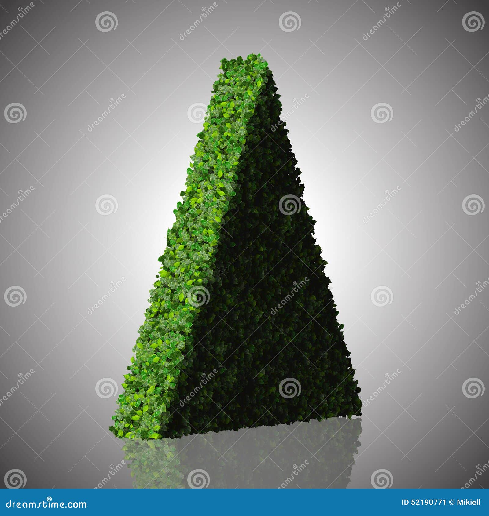 Triangle Made from Green Leaves on White Background. 3D Render. Stock ...