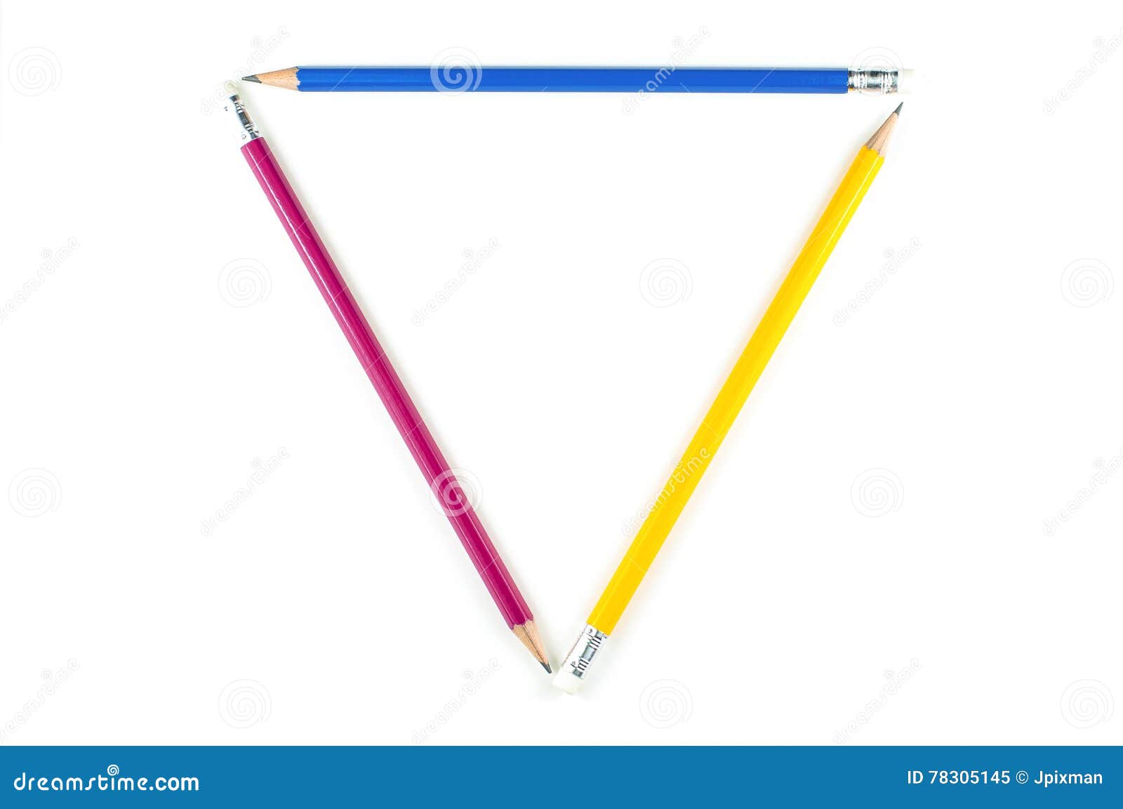 Triangle of Major Color Pencil on White Background. Stock Image - Image ...