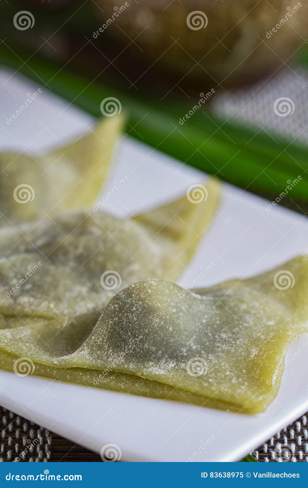 Triangle Matcha Mochi stock image. Image of chewy, bamboo - 83638975