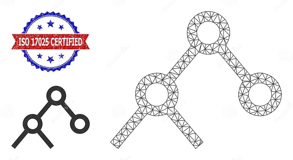 Triangle Mesh Binary Links Icon and Grunge Bicolor ISO 17025 Certified ...