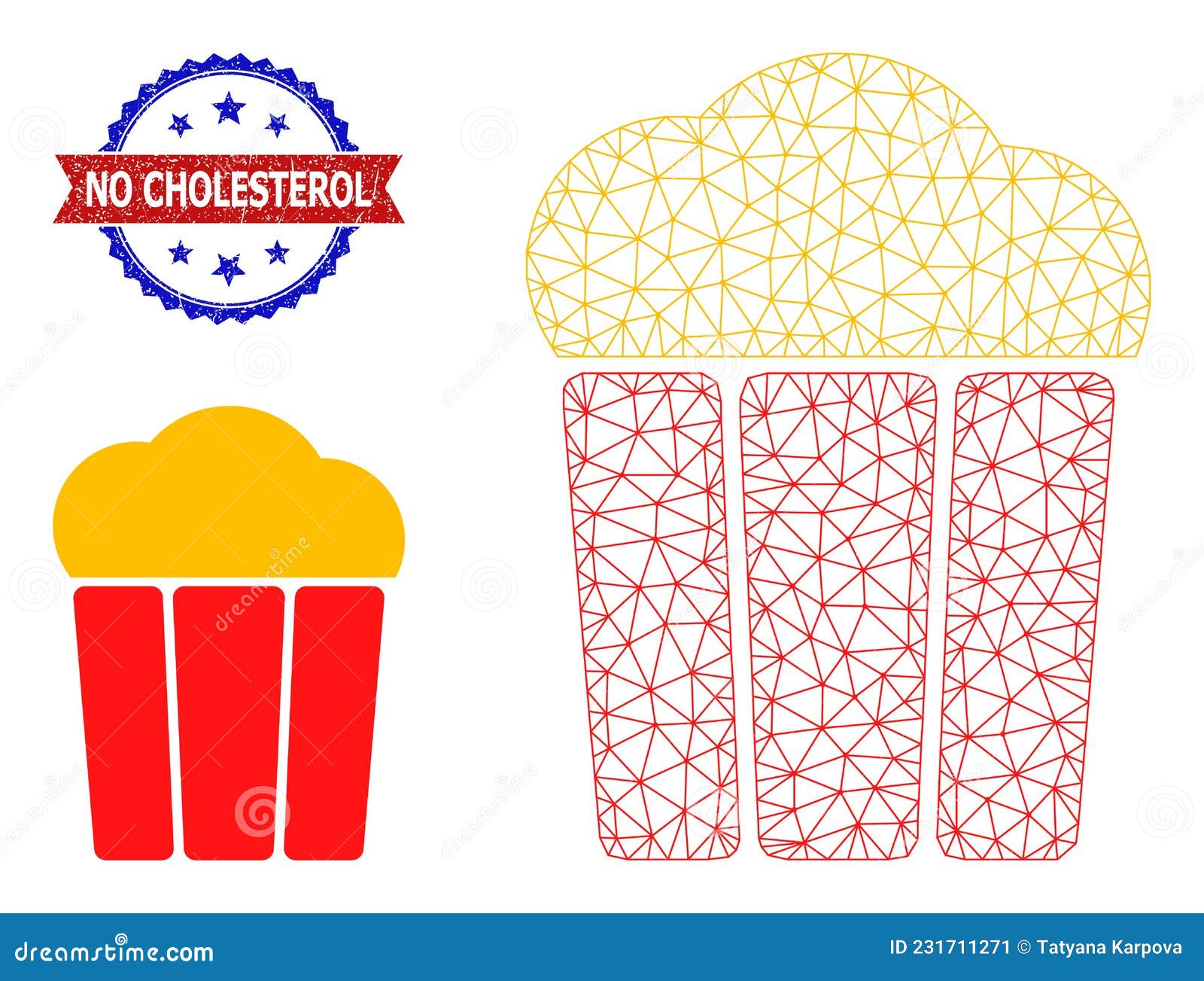 Triangle Mesh Popcorn Bucket Icon and Textured Bicolor No Cholesterol ...