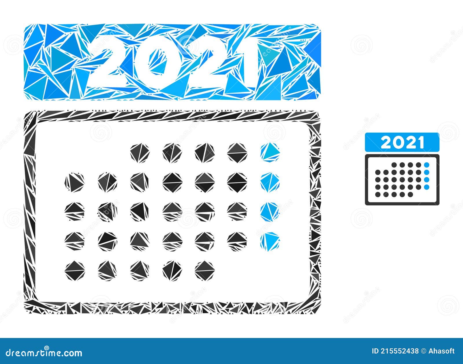Triangle Mosaic 2021 Month Calendar Icon Stock Vector - Illustration of ...