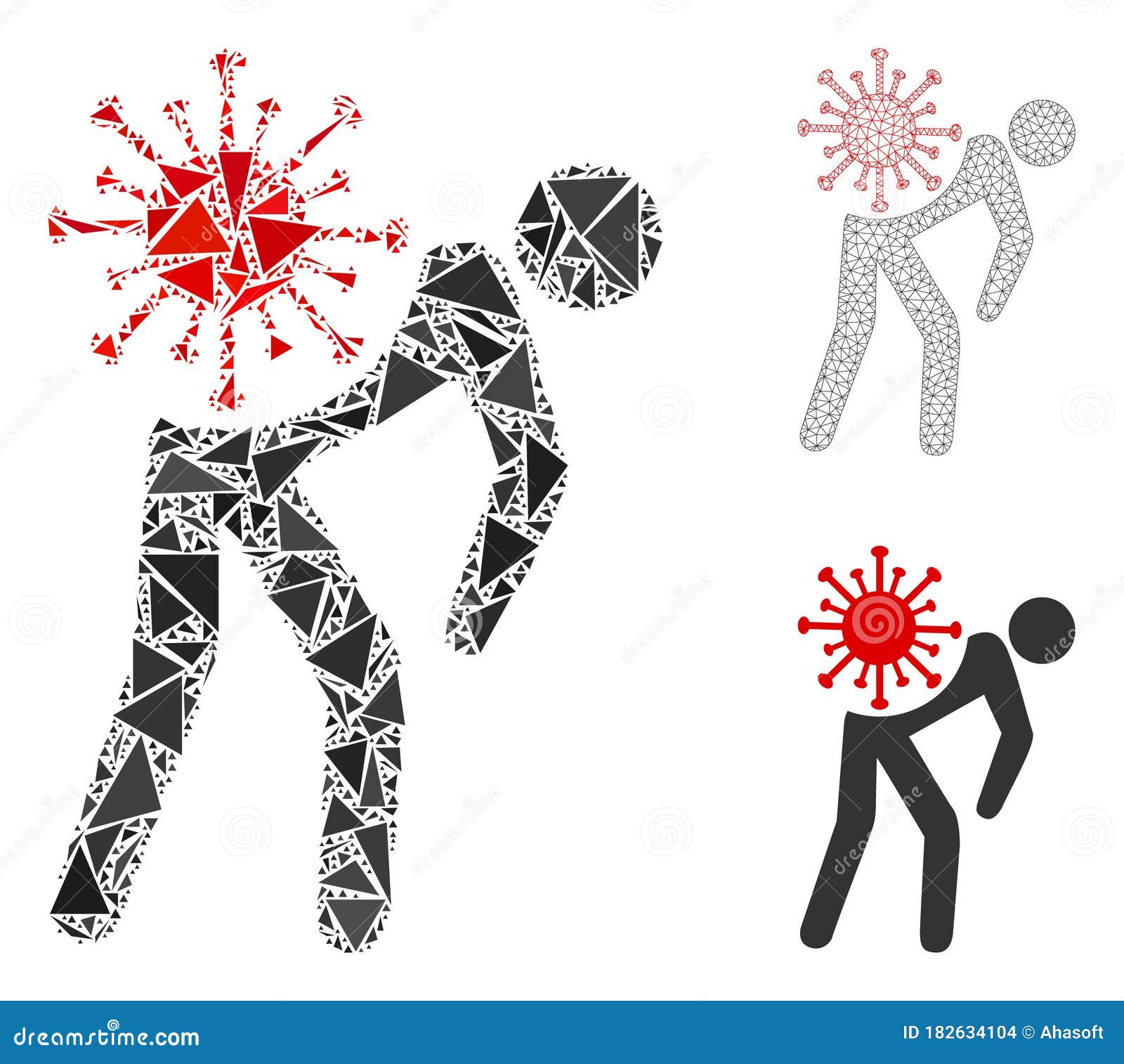 Triangle Mosaic Virus Carrier Icon and Vector Mesh Carcass Model Stock ...