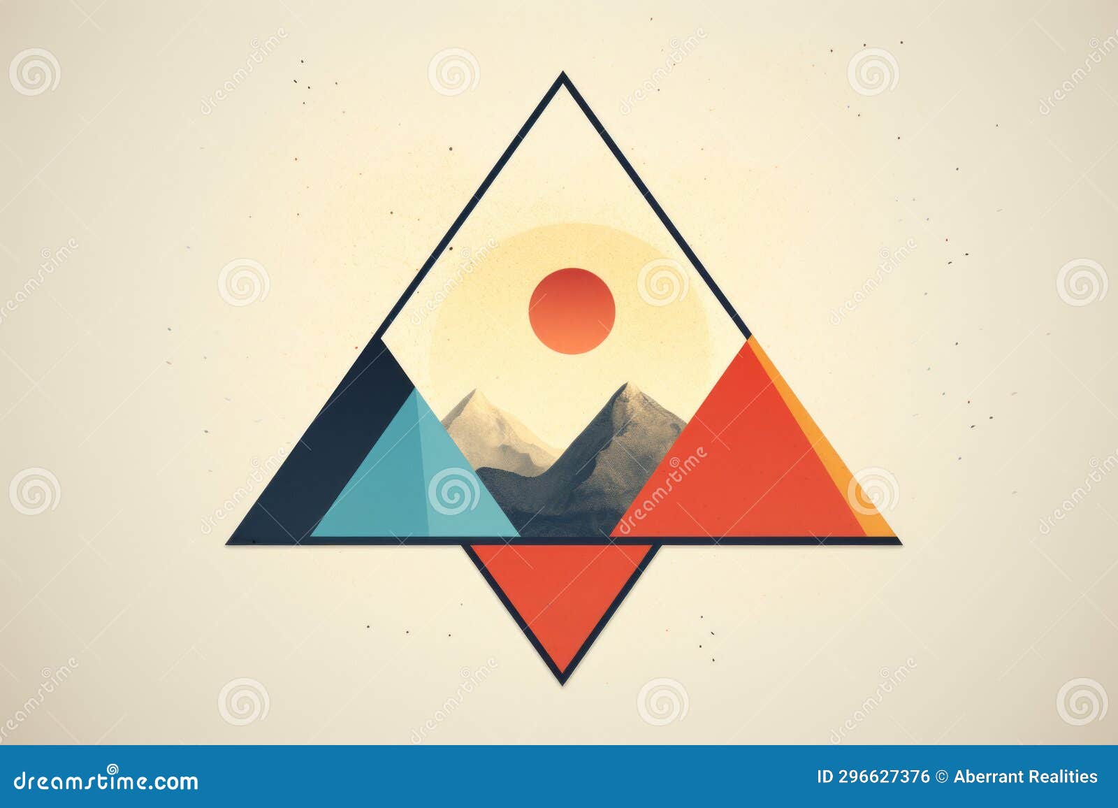 A Triangle with Mountains and a Sun in the Middle Stock Illustration ...