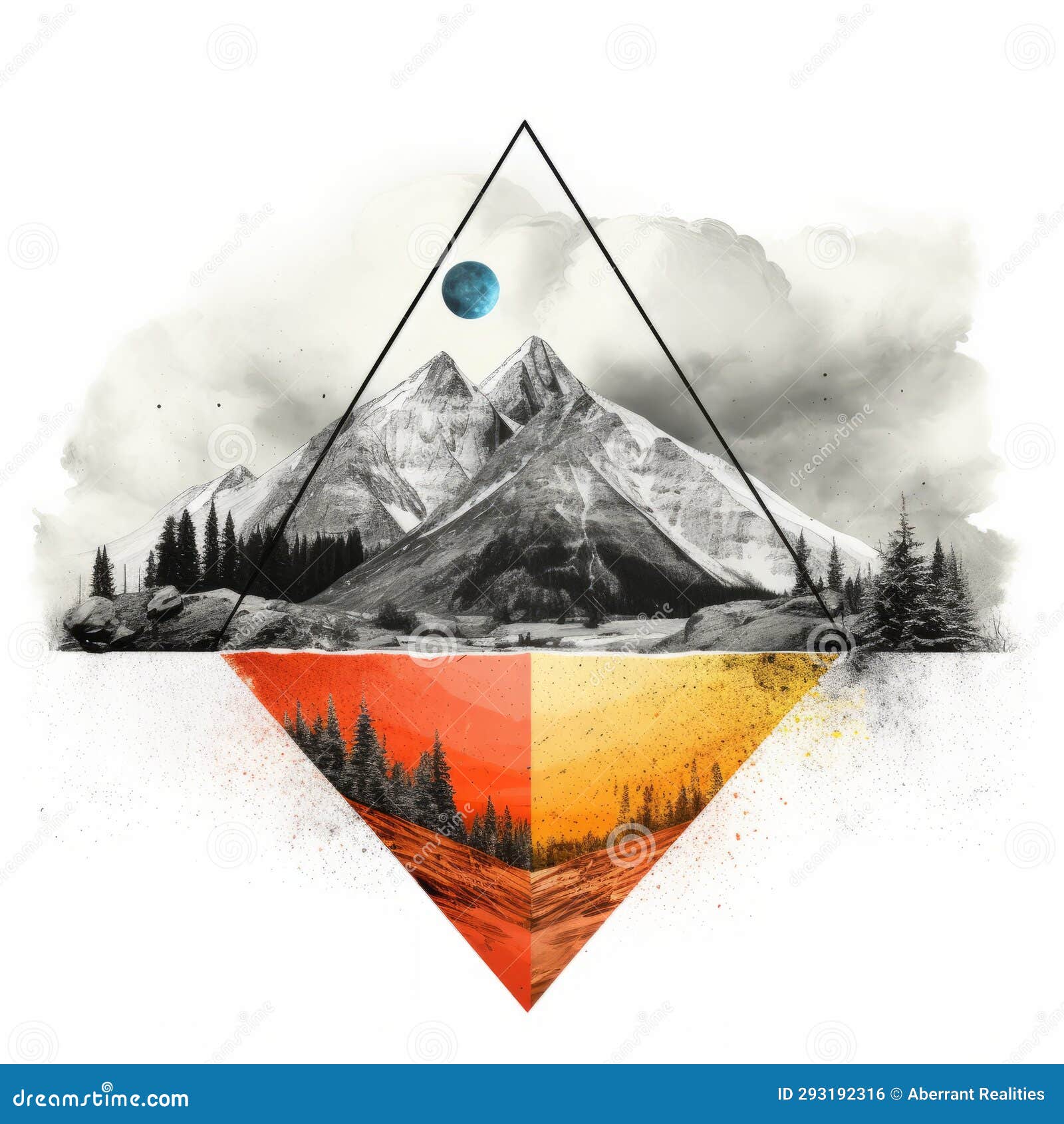 A Triangle with Mountains and Trees in it Stock Illustration ...