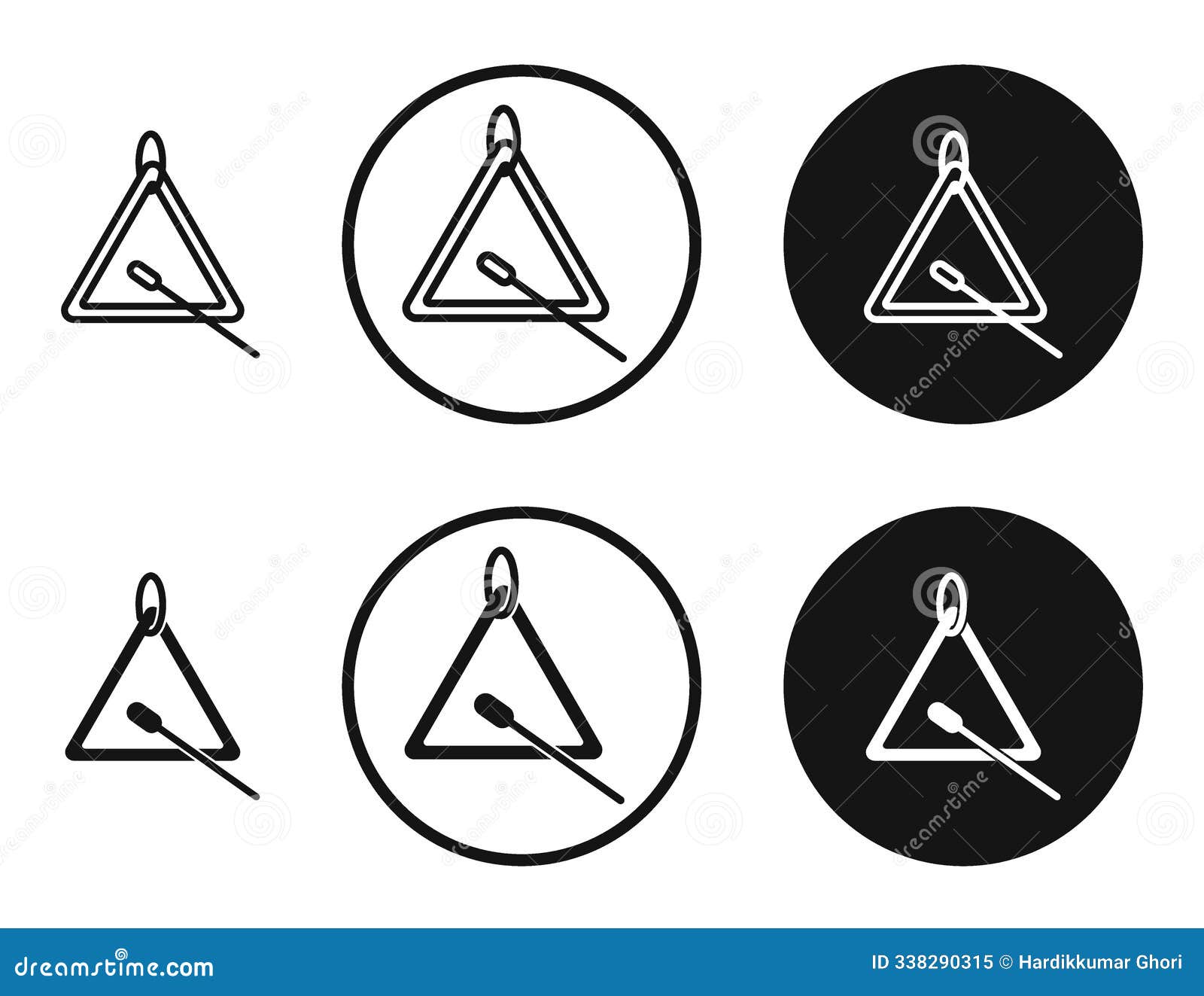 Triangle Music Vector Icon Set in Black and White Outlines Stock Vector ...