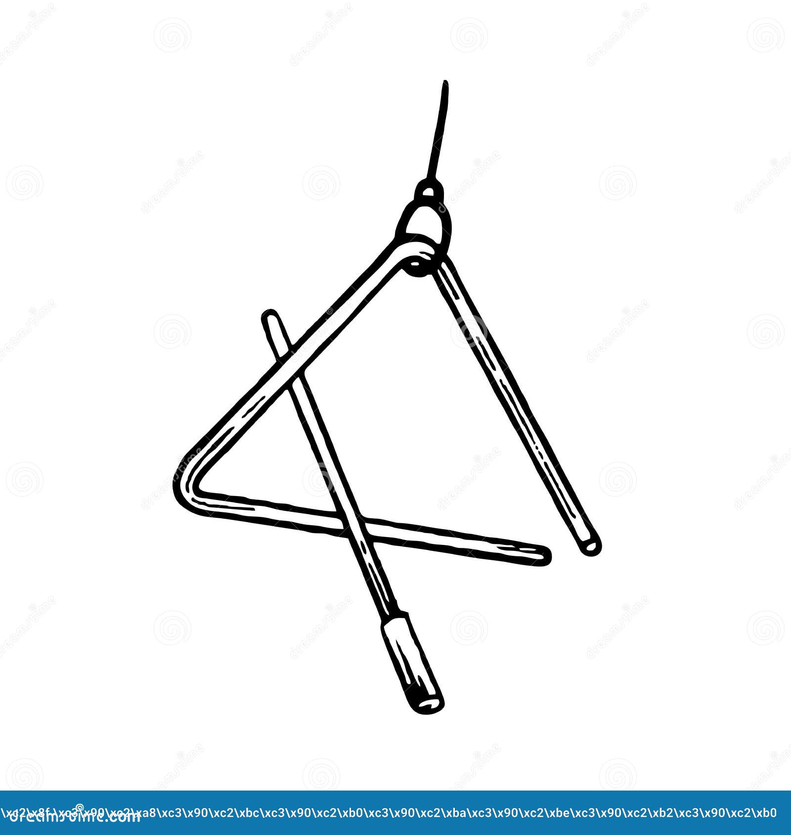 Triangle Musical Instrument, Drawn by Hand. Vector Black and White ...