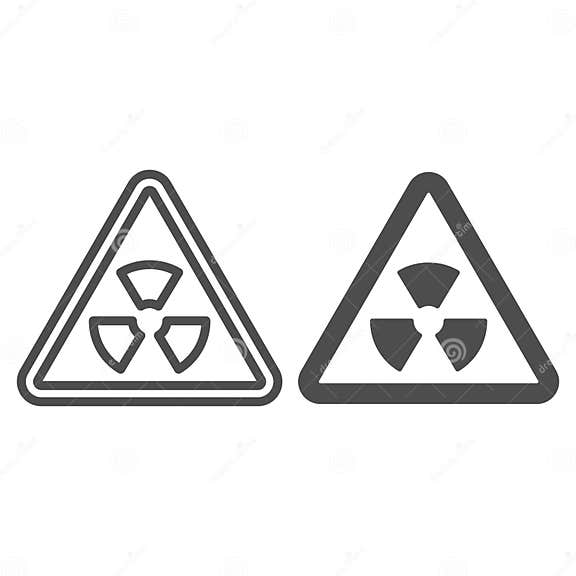 Triangle Nuclear Warning Line and Solid Icon, Radioactive Pollution ...