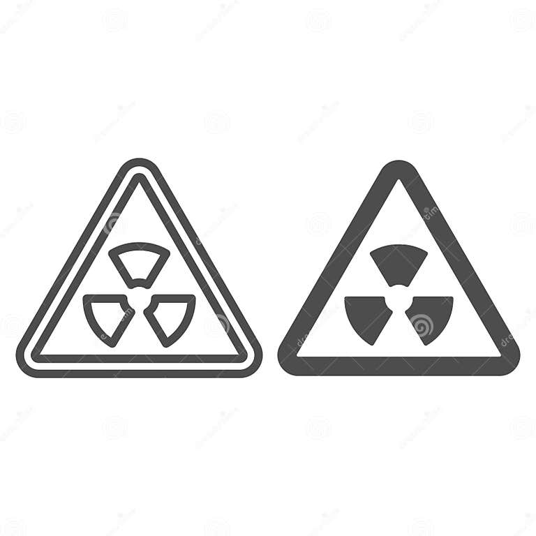 Triangle Nuclear Warning Line and Solid Icon, Radioactive Pollution ...