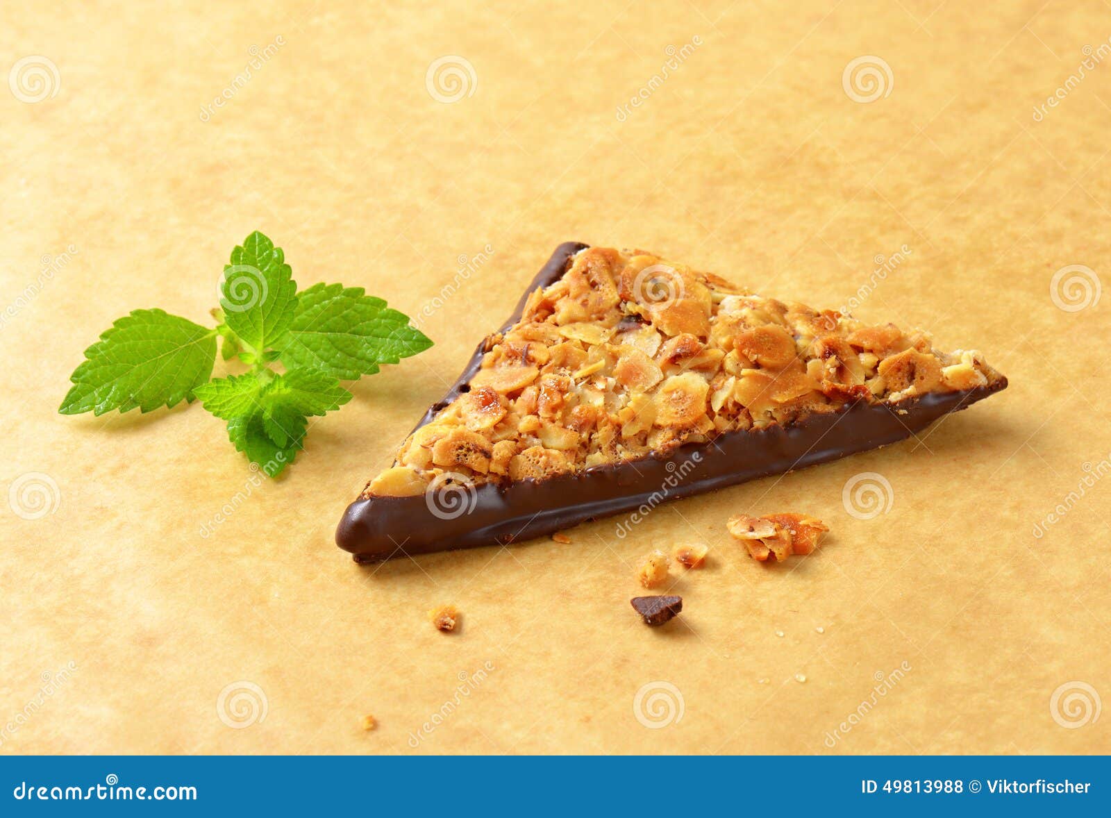 Triangle Nut Bar Dipped in Chocolate Stock Photo - Image of nuts ...