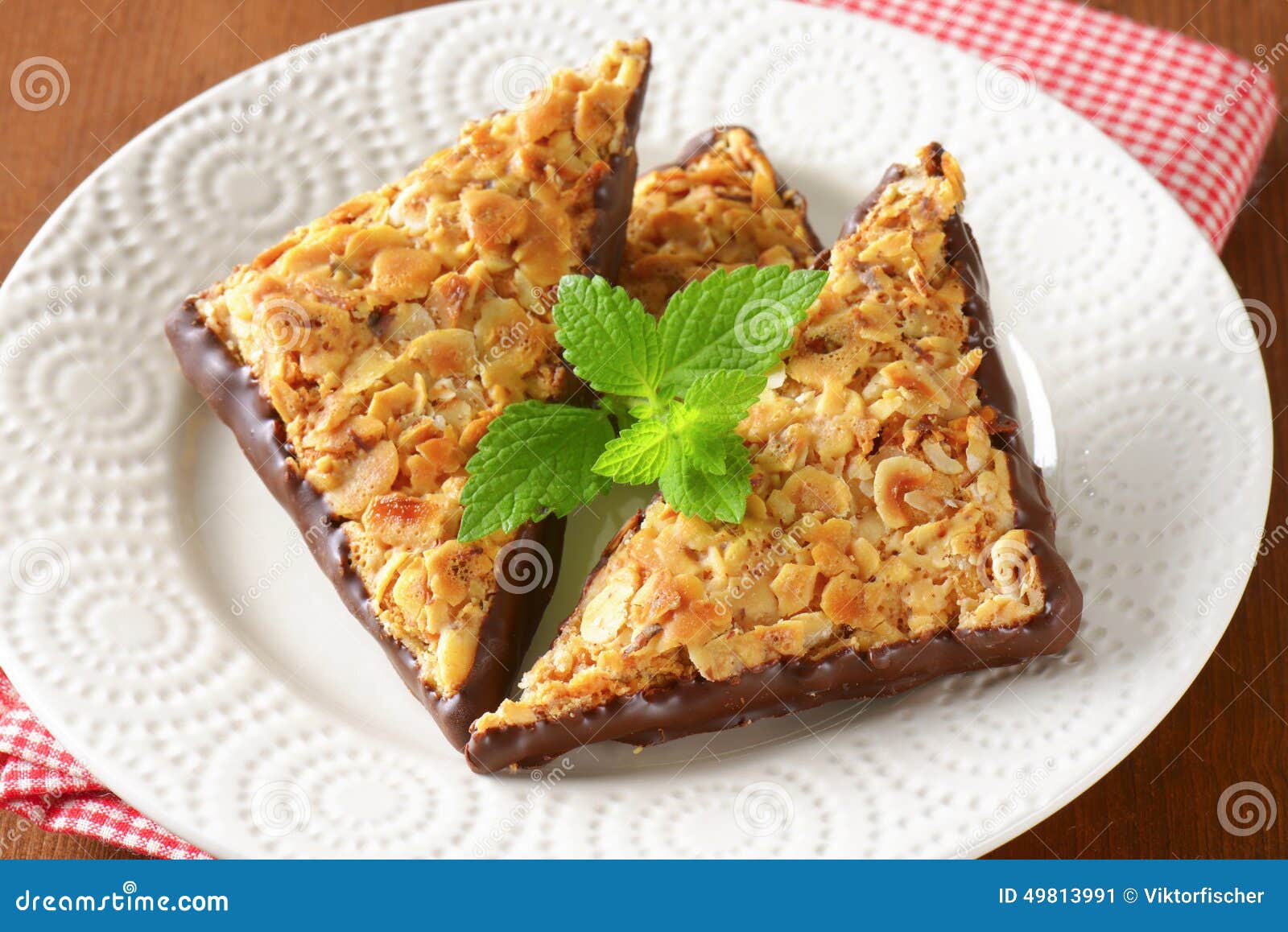 Triangle Nut Bars Dipped in Chocolate Stock Image - Image of christmas ...