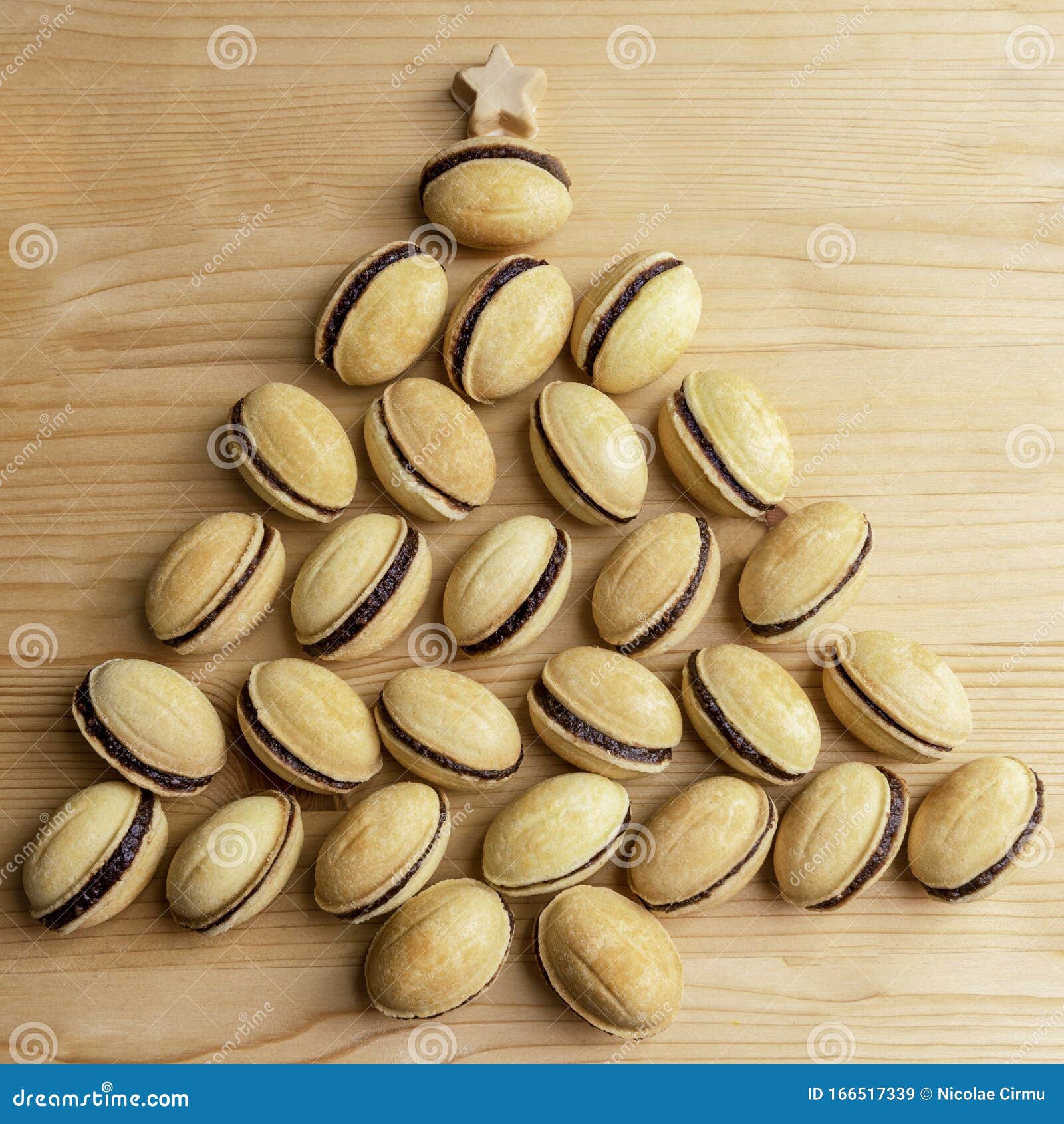 Triangle of Nuts Shape Cookies Stock Image - Image of isolated, wood ...