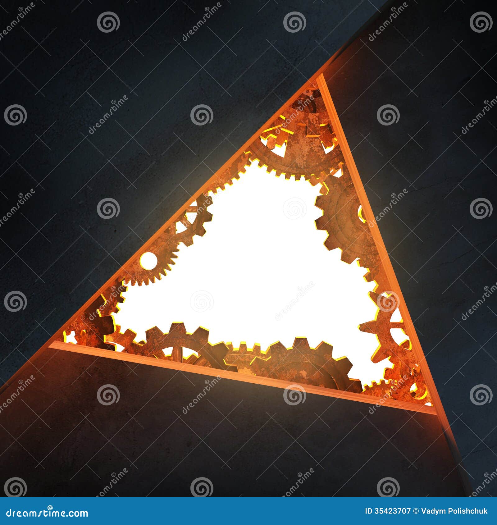 Triangle Opening with Gears. Stock Illustration - Illustration of ...