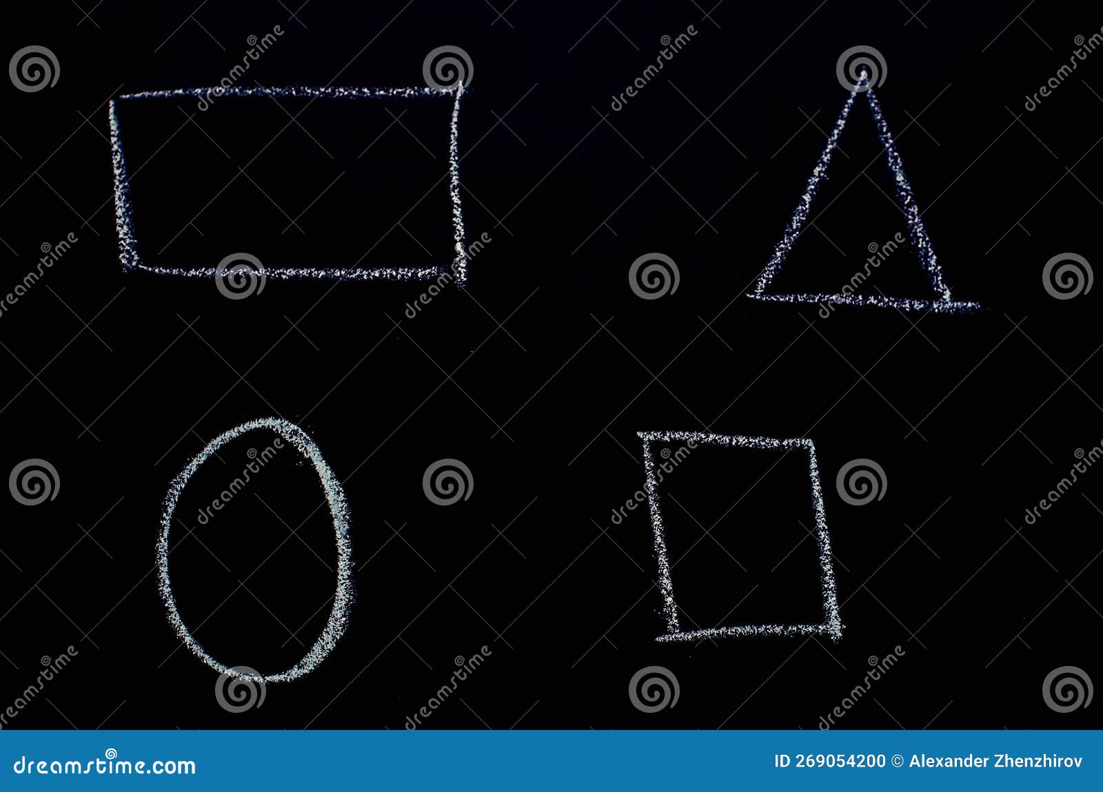 Triangle, Oval, Square, Parallelogram Drawn on Blackboard. Stock Photo ...
