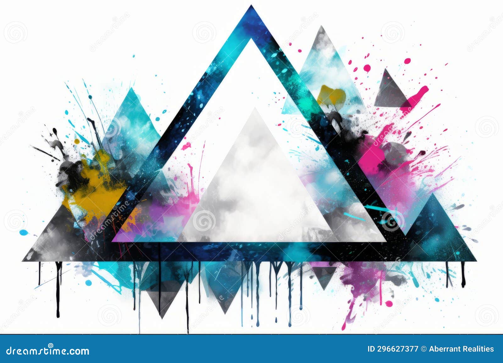 A Triangle with Paint Splatters on it Stock Illustration - Illustration ...