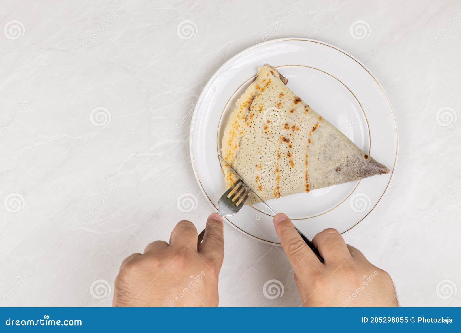 Triangle Pancake with Chocolate Served on the Plate Stock Image - Image ...