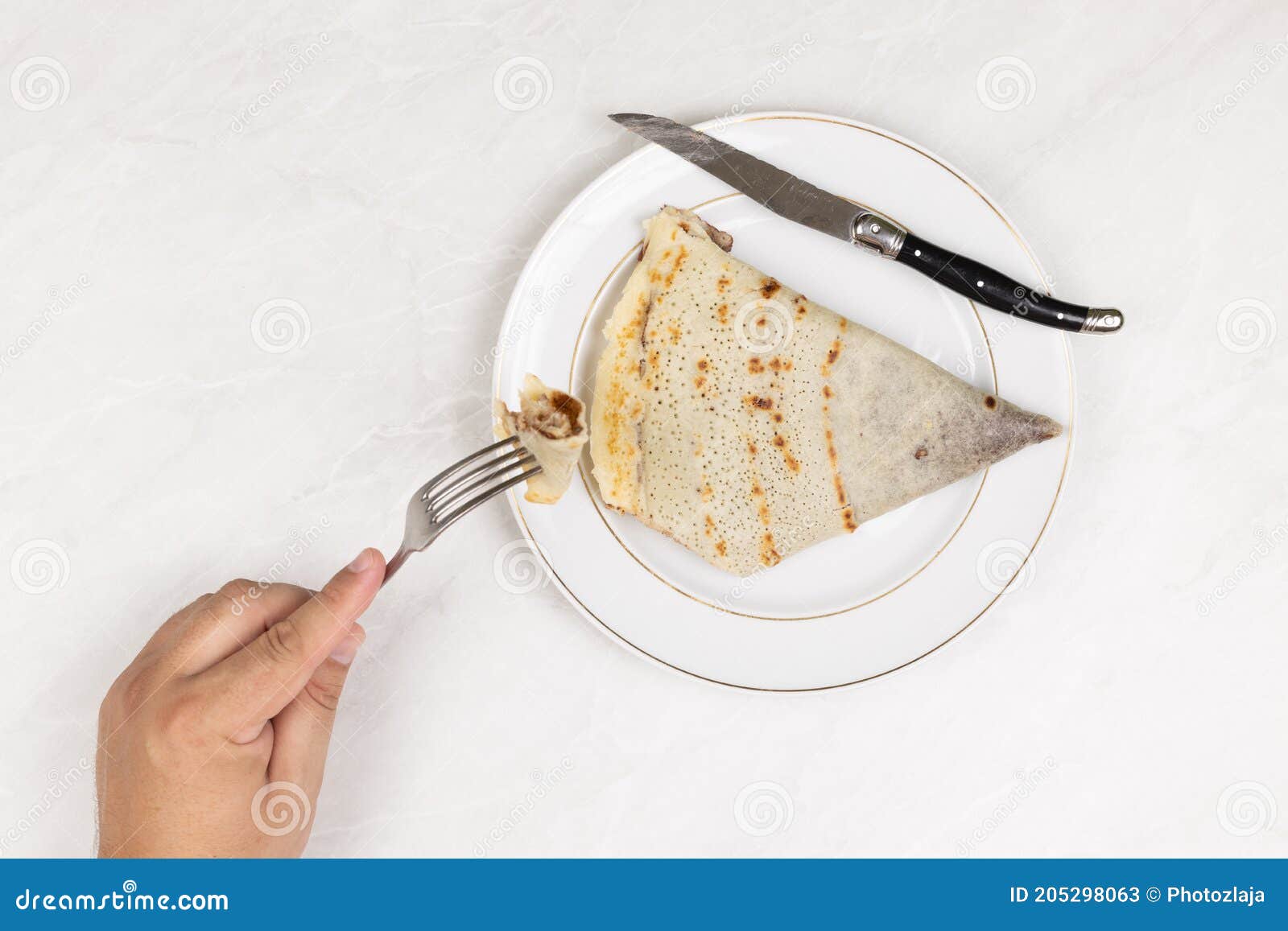 Triangle Pancake with Chocolate Served on the Plate Stock Image - Image ...