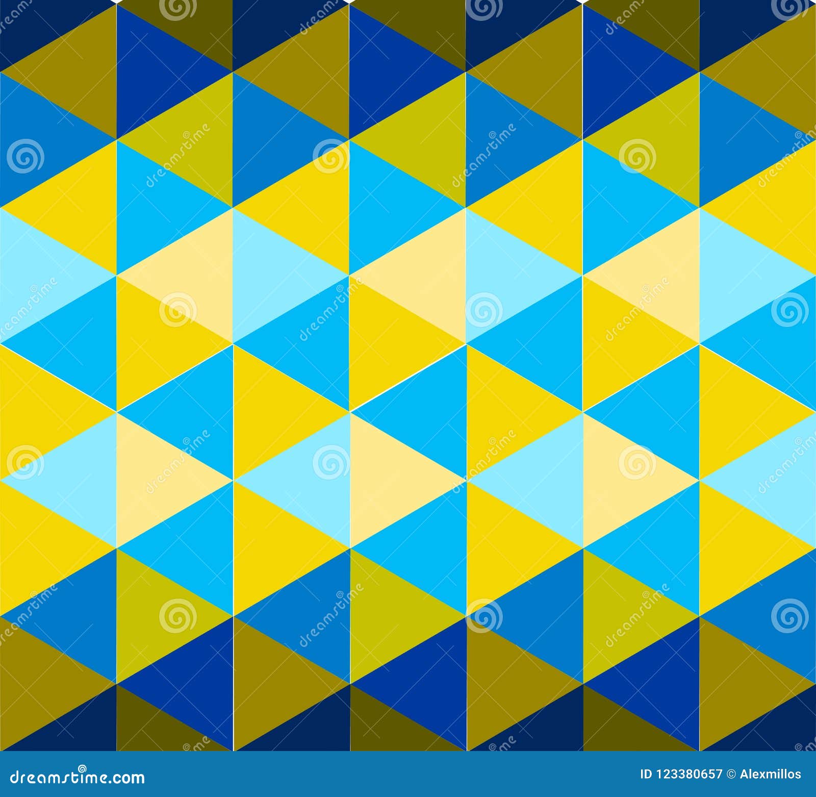Triangle Pattern in Blue and Yellow Color Shades Stock Illustration ...