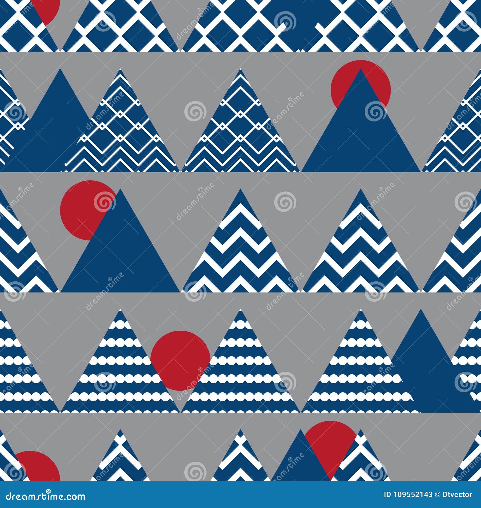Triangle Pattern Cut Japanese Mountain Sun Horizontal Seamless Pattern ...