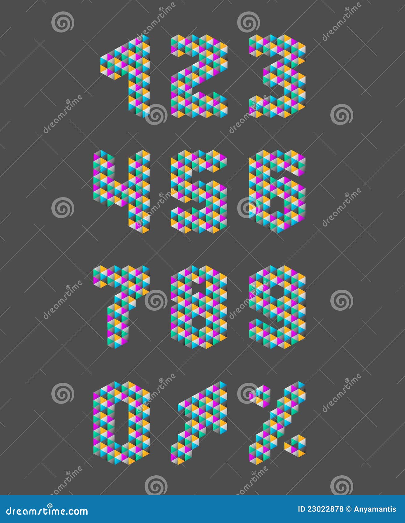 Triangle Pattern Numbers Set Stock Vector - Illustration of isolated ...