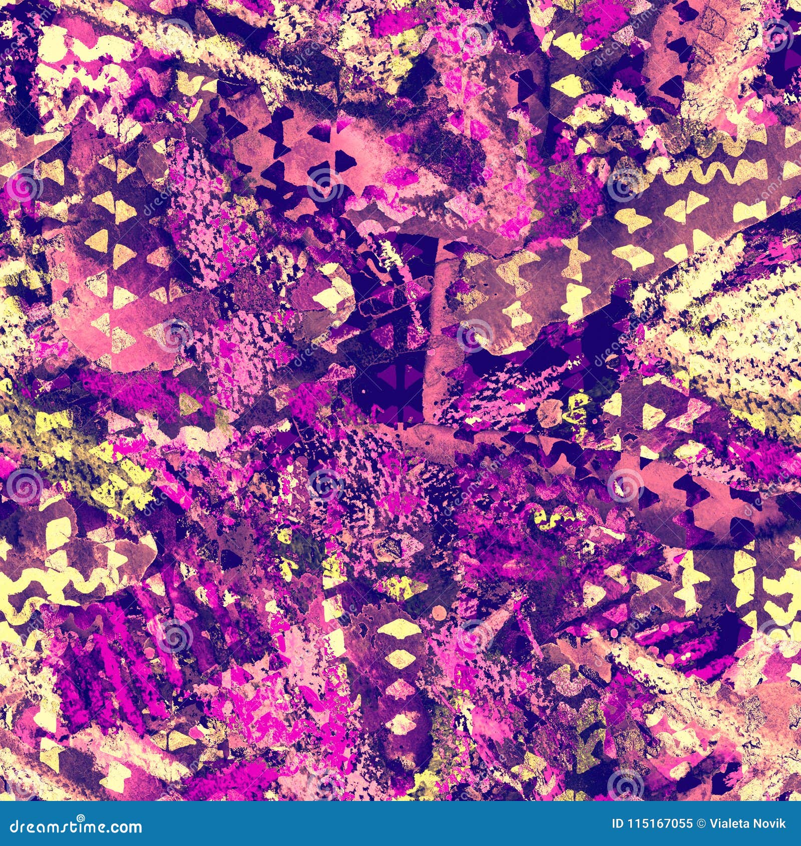 Triangle Pattern. Purple and Yellow Geometry Background Stock ...