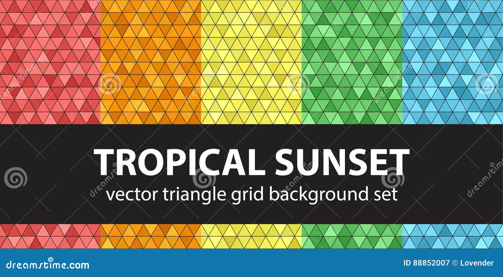 Triangle Pattern Set Tropical Sunset Stock Vector - Illustration of ...