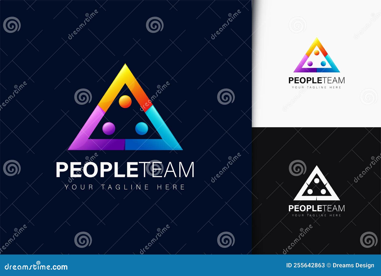 Triangle People Logo Design with Gradient Stock Vector - Illustration ...