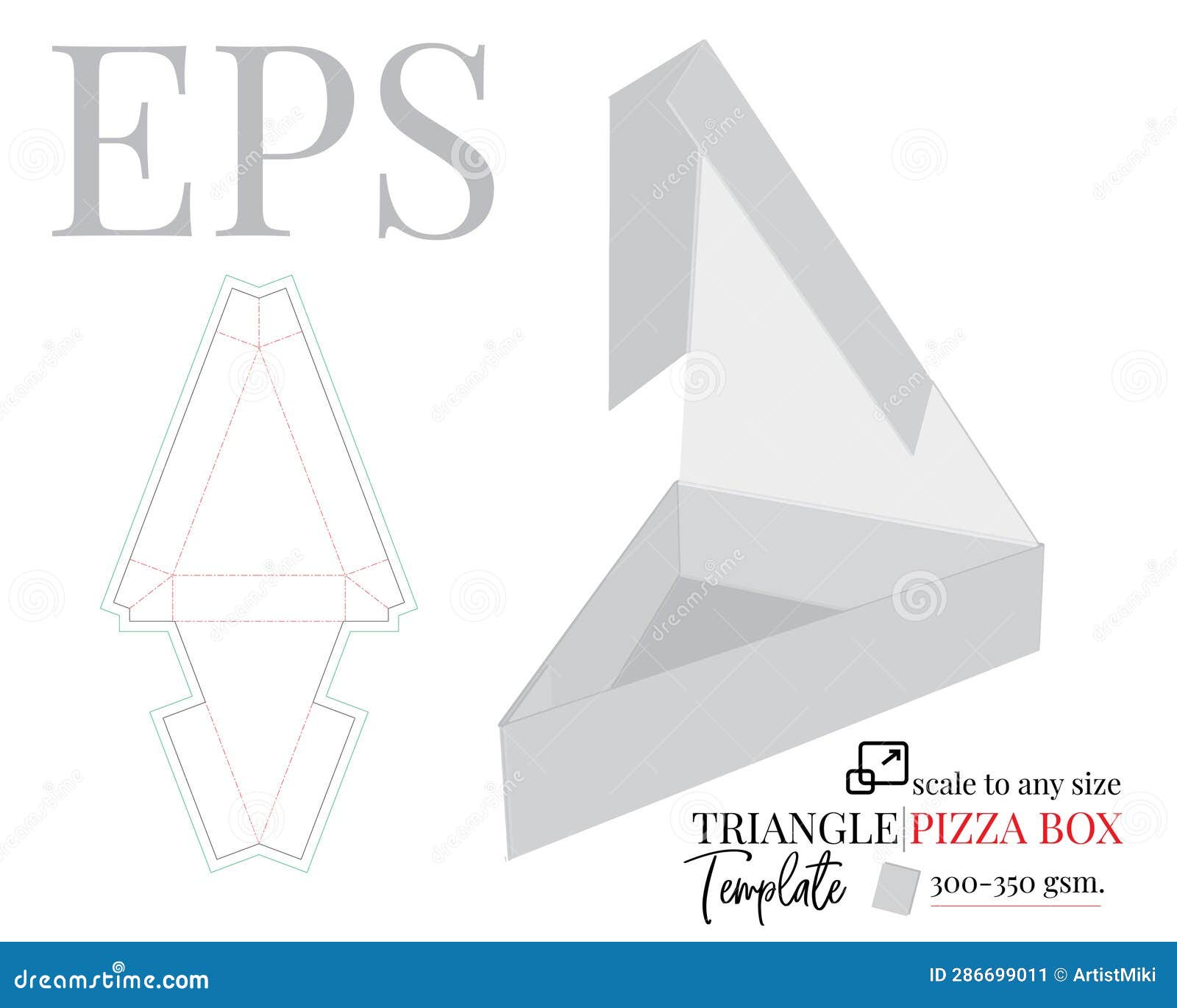 Triangle Pizza Box Template, Vector with Die Cut, Laser Cut Lines Stock ...