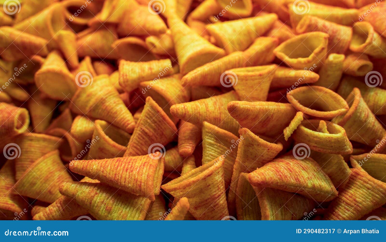 Triangle Plain Corn Cone Snacks, Corn Cone Pile. Bugles Chips, Puffs ...