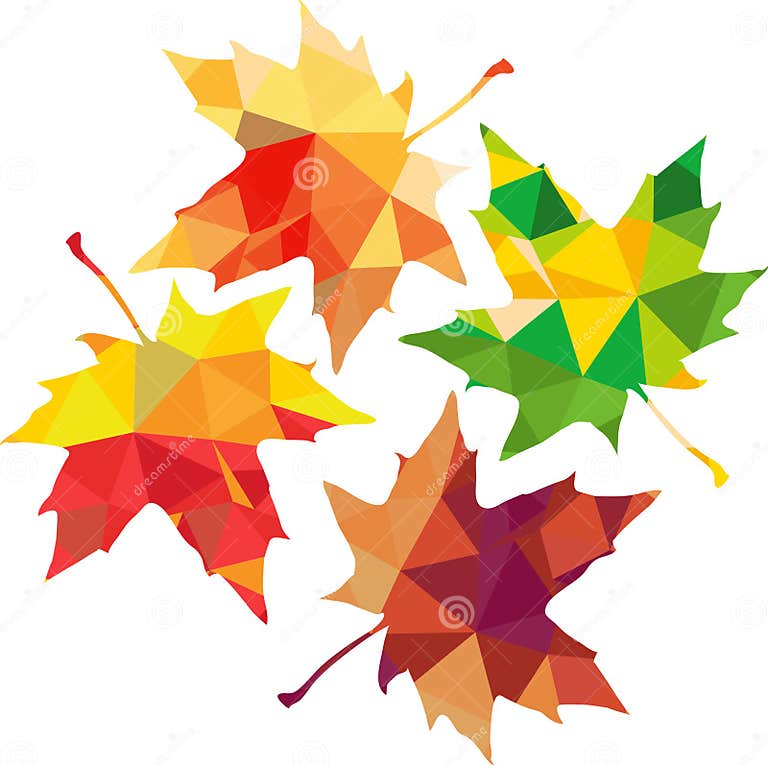 Triangle Polygonal Silhouette of Maple Leaves Stock Vector ...