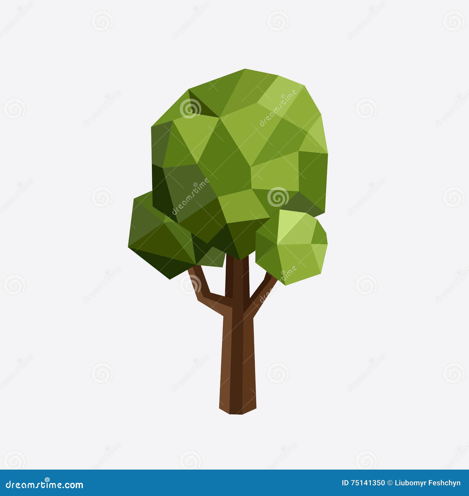 Triangle Polygonal Tree Silhouette. Vector Eco Illustration. Green Wood ...