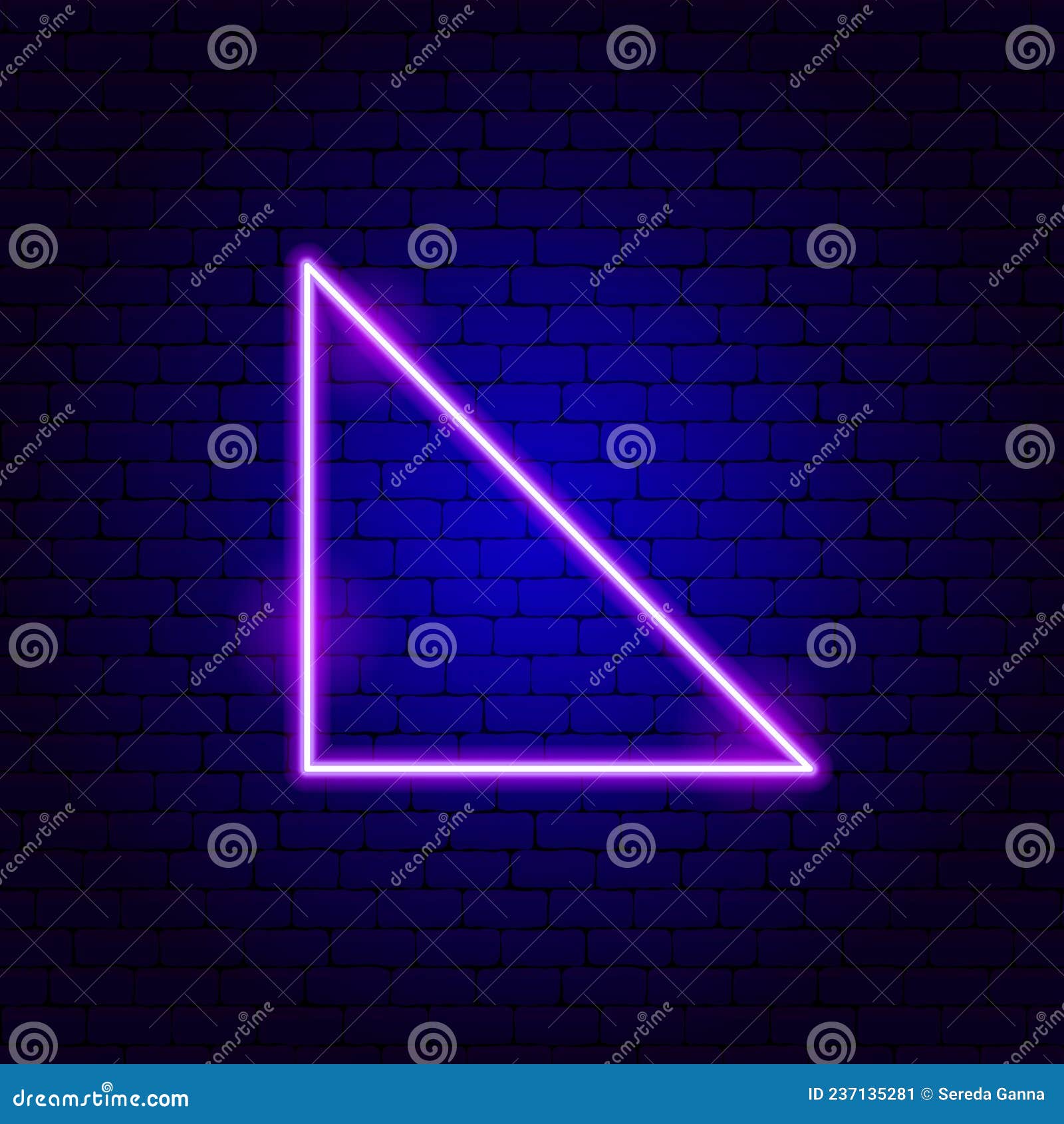 Triangle Purple Neon Sign stock vector. Illustration of label - 237135281