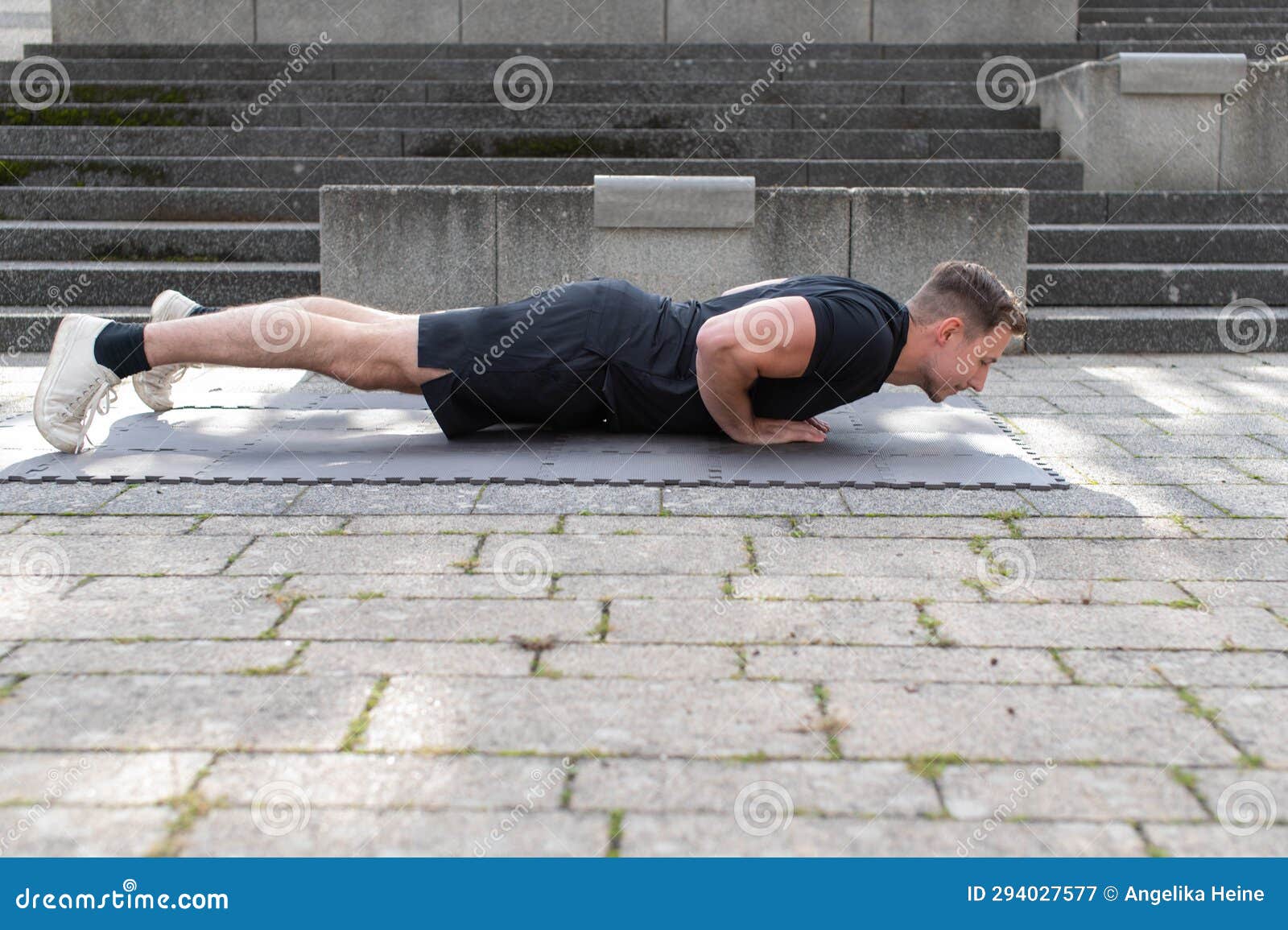 Triangle Push-up or Diamond Push Done by a Young Man on Concrete ...