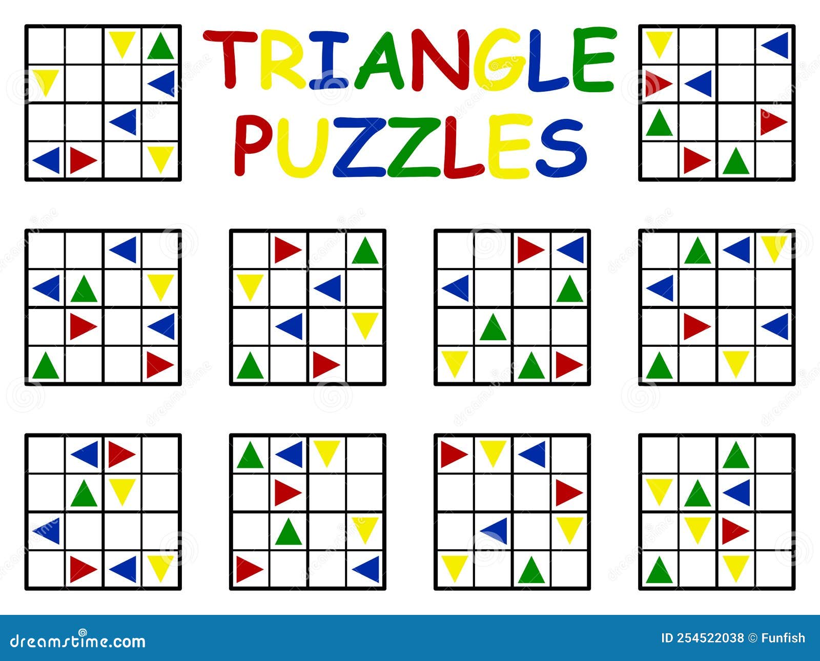 Triangle Puzzles Big Set for Beginners Vector Illustration Stock Vector ...