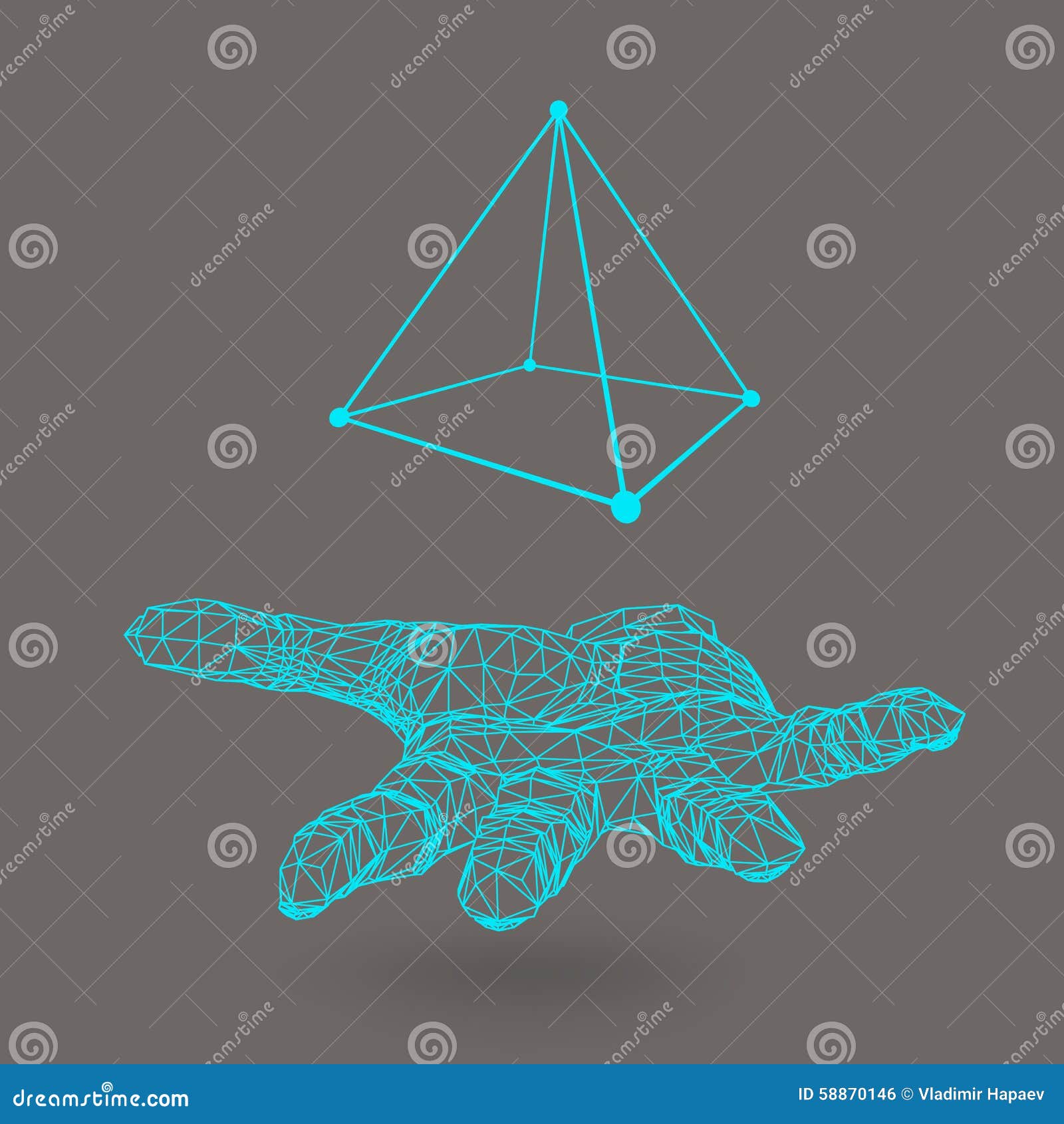 Triangle Pyramid on the Arm. the Hand Holding a Stock Vector ...