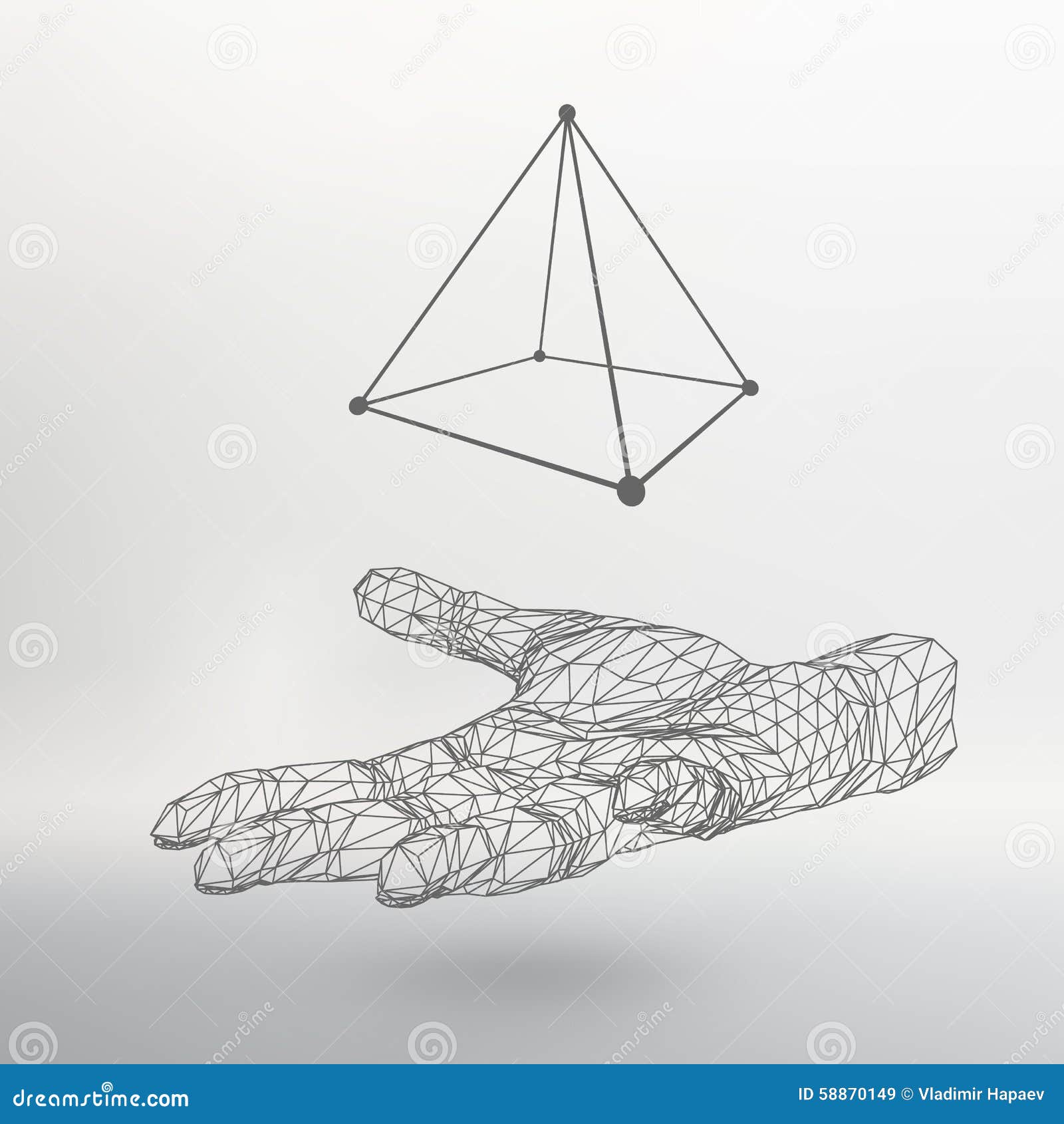 Triangle Pyramid on the Arm. the Hand Holding a Stock Vector ...