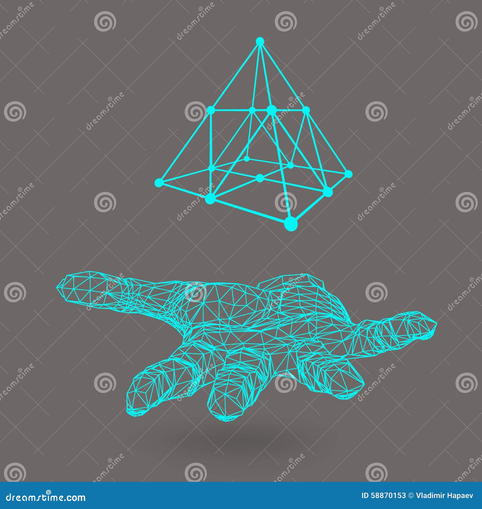 Triangle Pyramid on the Arm. the Hand Holding a Stock Vector ...